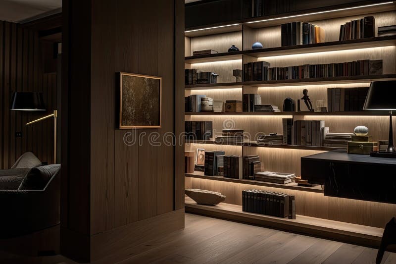 Stylish and Functional Bookcase with Built-in Lighting for Added ...