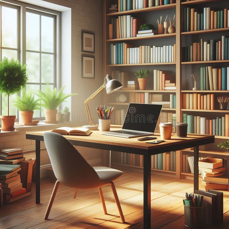 Stylish and Functional Clean Workspace Featuring a Modern Rustic Design ...