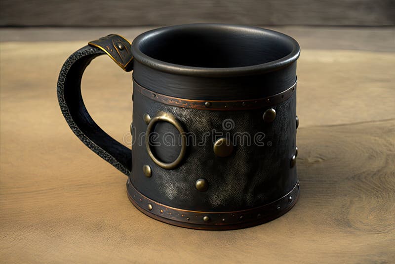 Stylish and Functional Iron Mug with Decorative Handle and Spout Stock ...