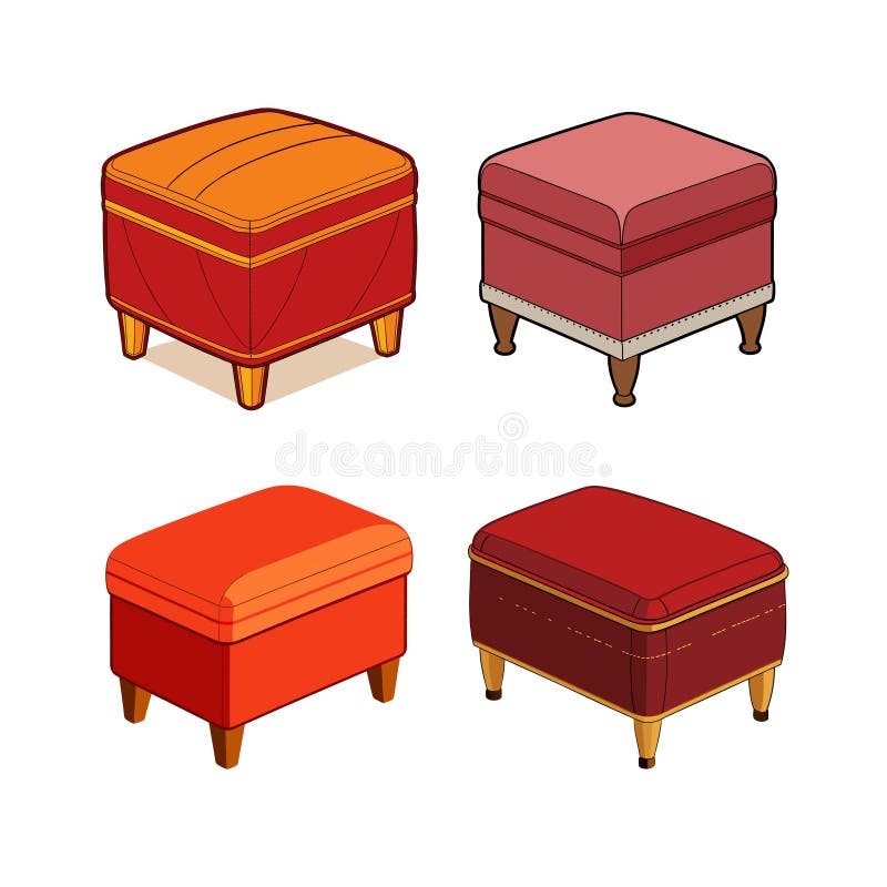 Set of Stylish Functional Ottoman for Versatile Use Stock Vector ...