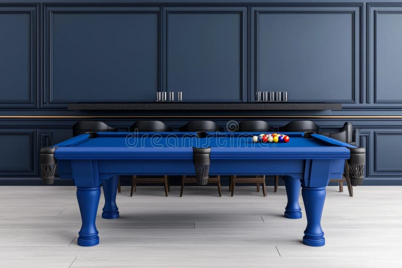 Stylish Game Room with a Pool Table and Plush Seating. Stock Image ...
