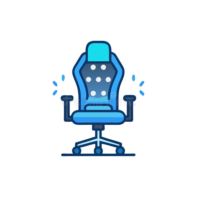 Stylish Gaming Chair Icon with LED Features Stock Illustration ...