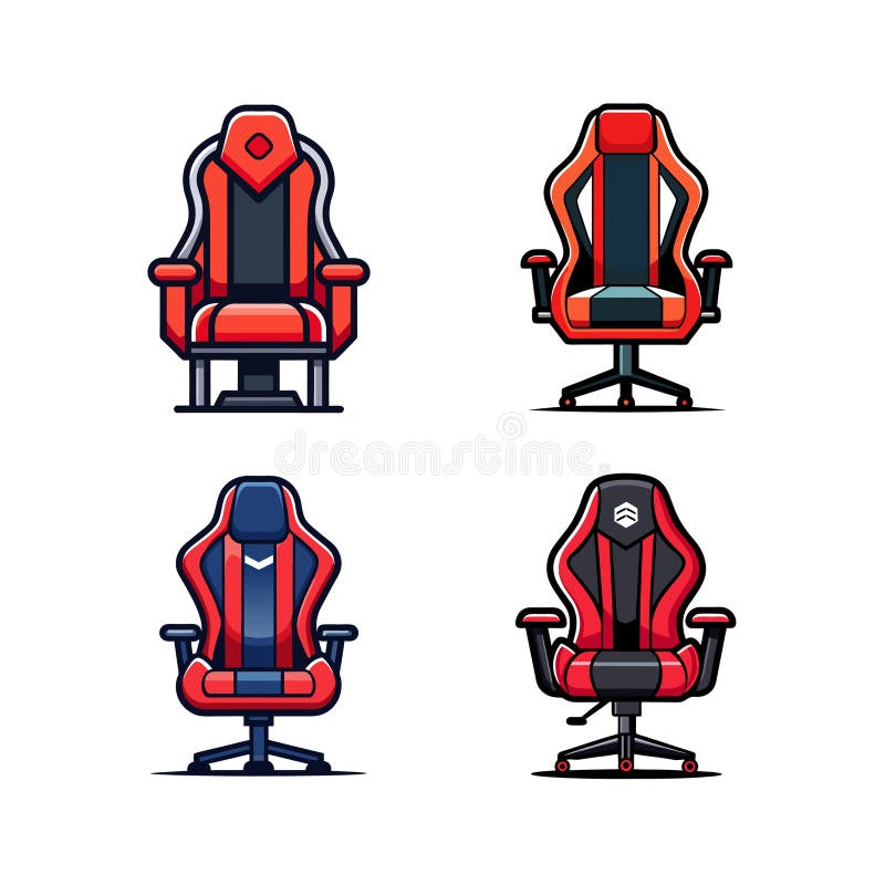Set of Stylish Gaming Chair for Ultimate Comfort Stock Vector ...