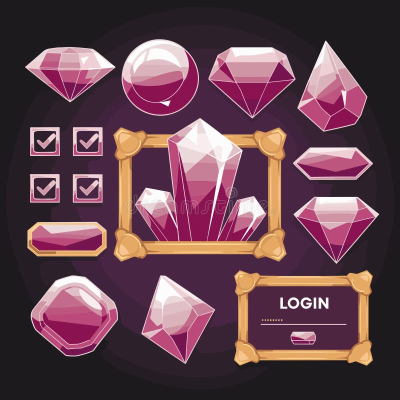 Stylish Gemstone UI Elements for Modern Website Design Stock Vector - Illustration of digital ...