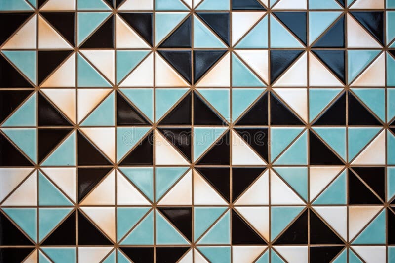 Stylish Geometric Pattern on Kitchen Backsplash Tiles Stock Photo ...