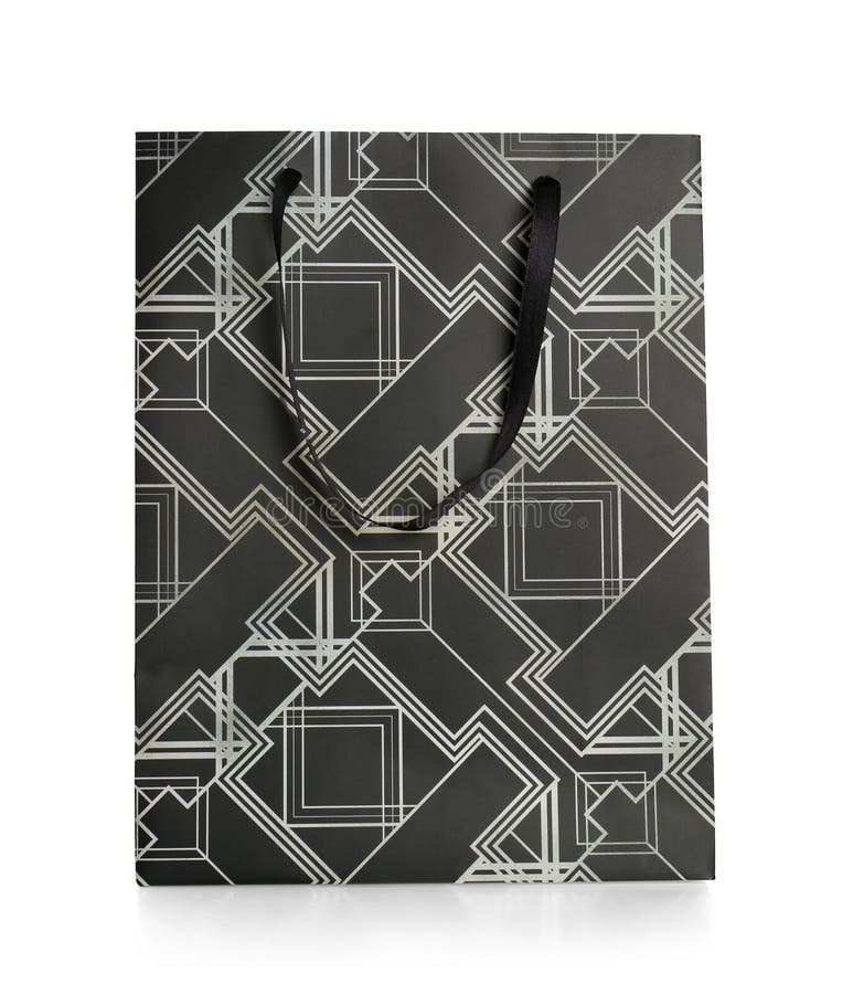 Stylish Gift Paper Bag Isolated on White Stock Photo - Image of packet ...