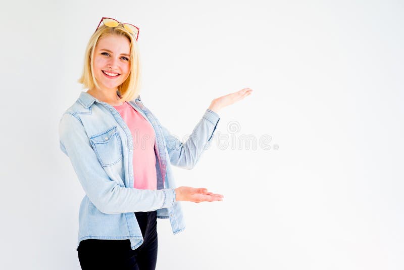 Stylish girl pointing stock photo. Image of model, vogue - 98358874