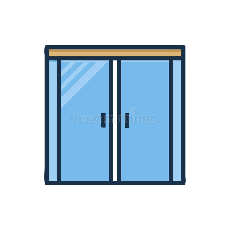 Stylish Glass Sliding Door Icon for Architecture Stock Illustration ...