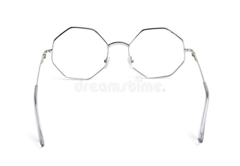 Stylish Glasses with Metal Frame Isolated on White Stock Image - Image ...