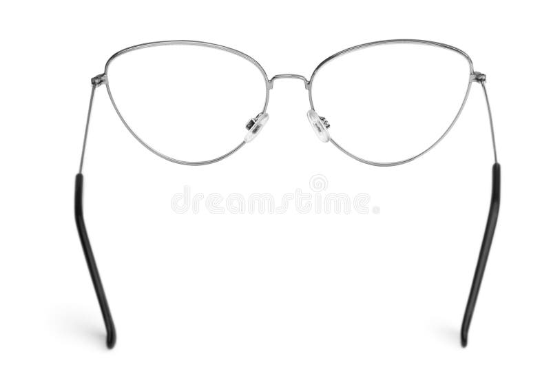 Stylish Glasses with Metal Frame Isolated on White Stock Image - Image ...