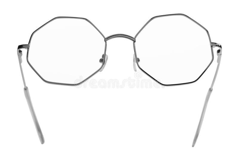 Stylish Glasses with Metal Frame Isolated on White Stock Image - Image ...