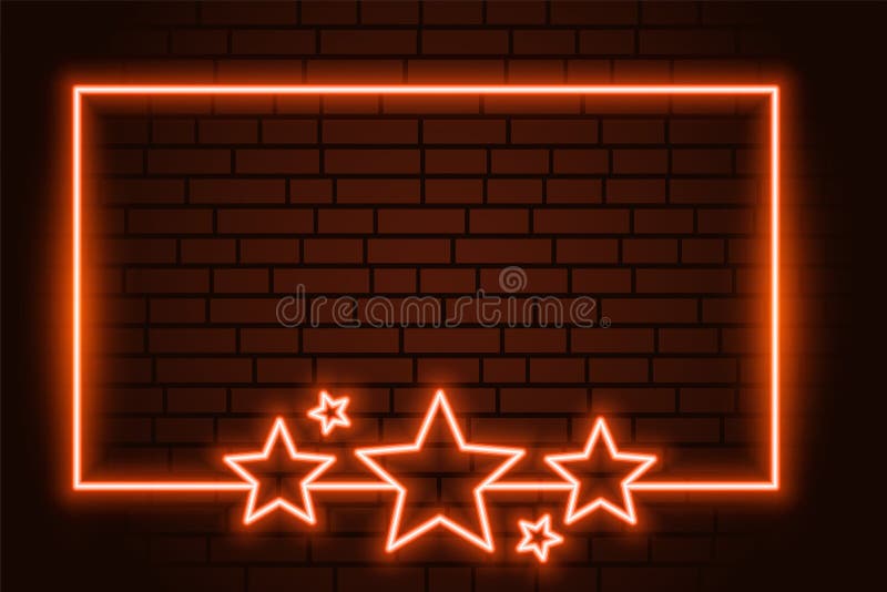 Stylish Glowing Neon Frame Wall Backdrop with Star Design Stock Vector ...