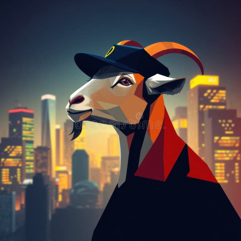 Stylish Goat in a City Setting, Wearing a Cap and Jacket. a Unique and ...