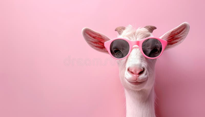 Stylish Goat with Sunglasses, Isolated on Pastel Background, Perfect ...