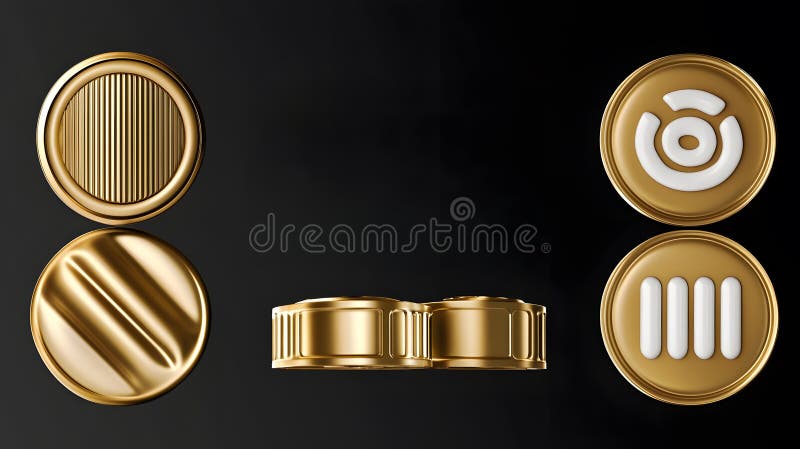 Stylish Gold Buttons on a Sleek Black Background Stock Illustration ...