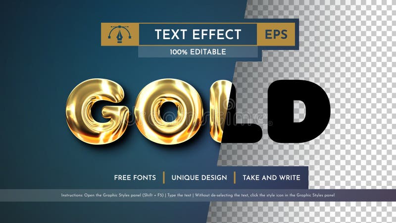 Stylish Gold Editable Text Effect, Graphic Style Stock Vector ...