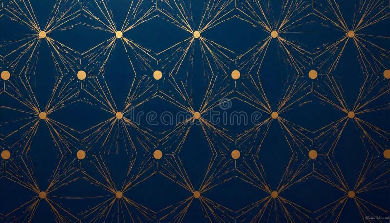 Elegant Gold Geometric Pattern on Deep Navy Blue Background Stock ...