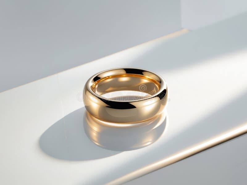 Stylish Gold Smart Ring Device on Reflective Surface for Technology ...