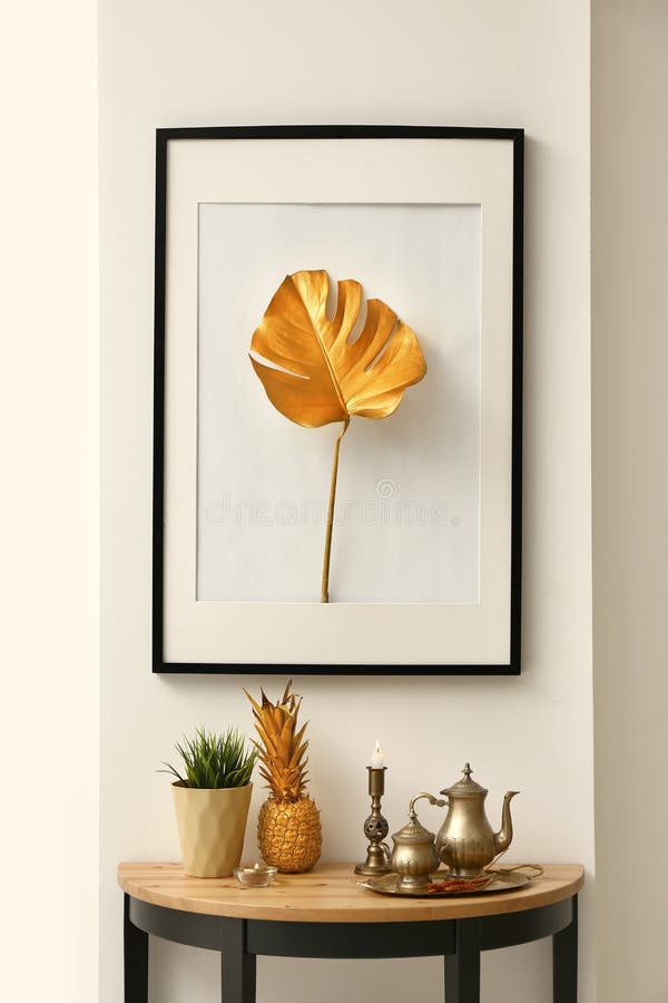 Stylish Golden Decor in Interior of Room Stock Photo - Image of ...