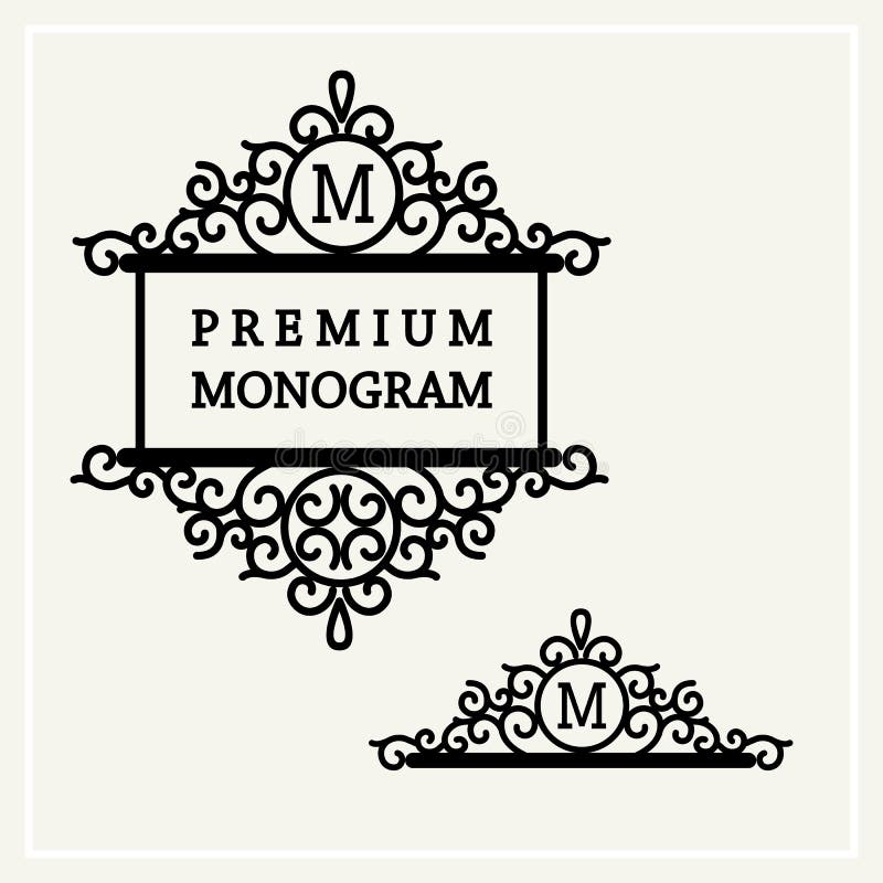 Monogram , Line Art Logo in Art Nouveau Style Stock Vector ...