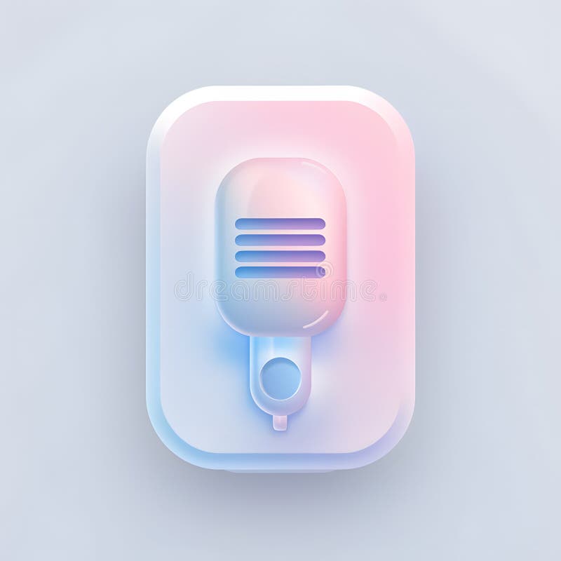 Gradient Microphone Icon with Glossy Effect on Light Background Stock ...