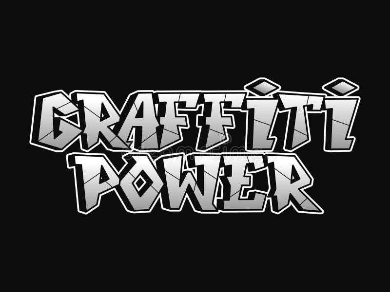 Stylish Graffiti Power Text, Rendered in Bold, Silver Font on a ...