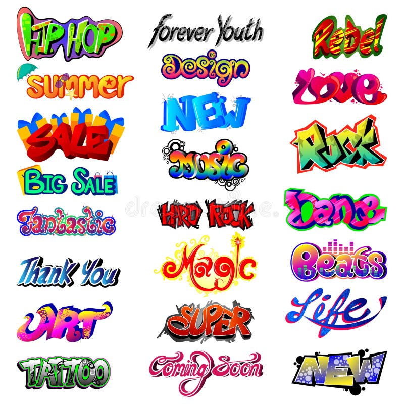 Graffiti word set stock vector. Illustration of pattern - 42920918