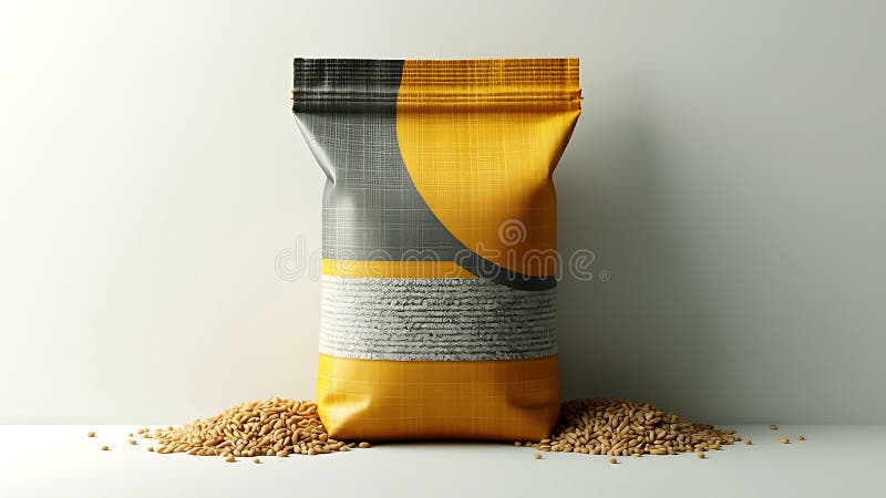Stylish Grain Packaging Design with Scattered Seeds Stock Illustration ...