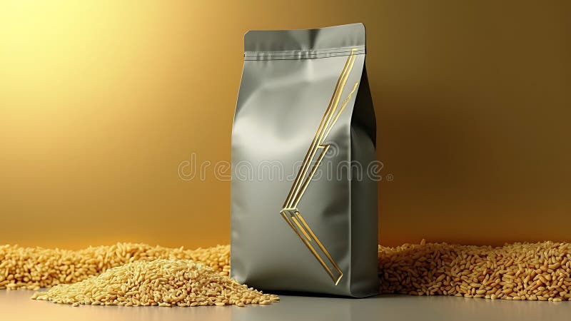 Stylish Grain Packaging Design with Scattered Seeds Stock Illustration ...