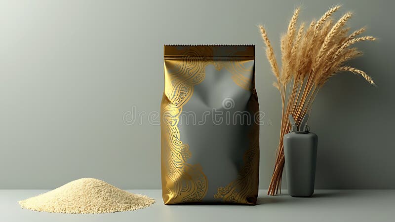 Stylish Grain Packaging Design with Scattered Seeds Stock Illustration ...