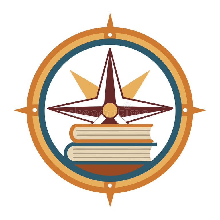 Compass Rose with Books: Symbol of Knowledge, Learning, Exploration ...