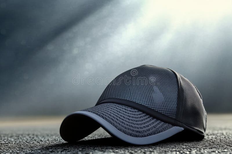 Stylish Gray Cap Resting on Pavement Under Bright Light with Soft ...