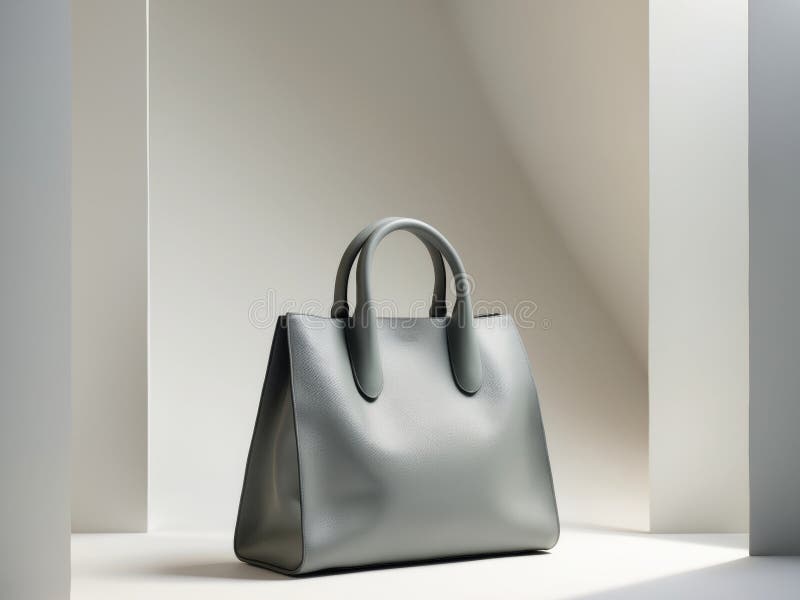 Stylish Gray Handbag with Sleek Design and Dual Handles Displayed on a ...