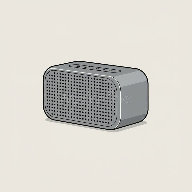 A Stylish Gray Rectangular Portable Speaker with Rounded Edges. the ...