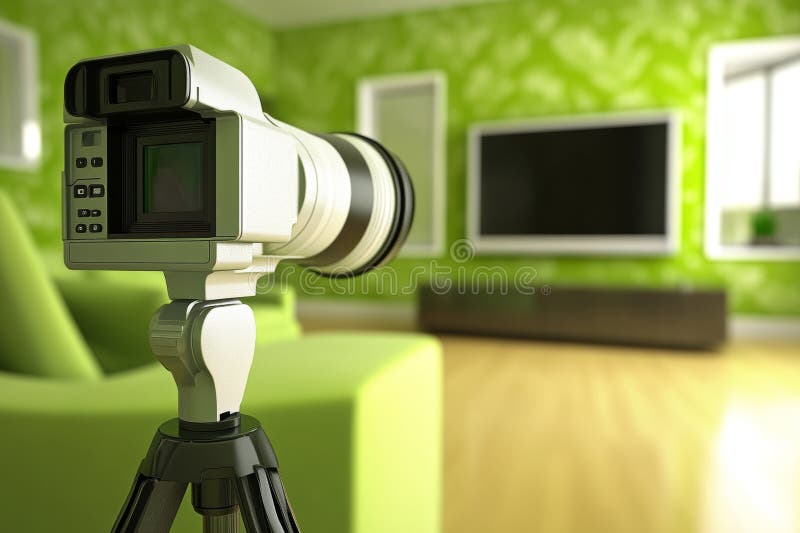 The Stylish Green Living Room is Equipped with a Modern Video ...