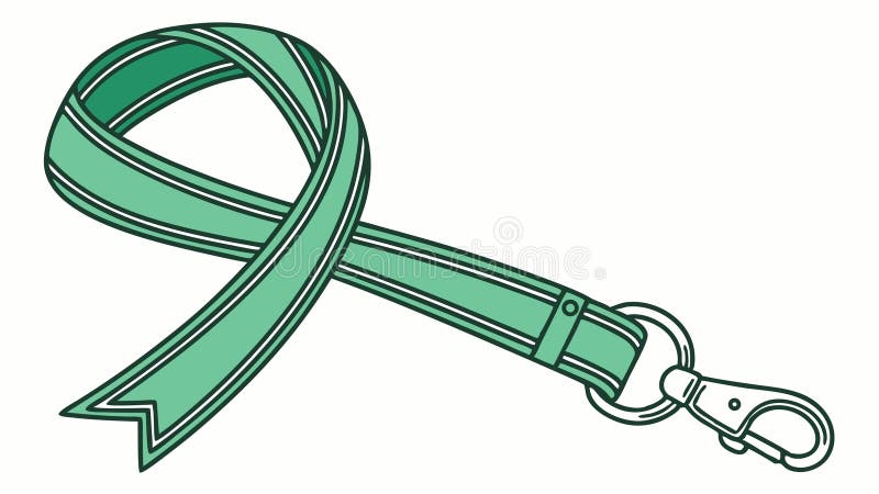 Stylish Green Ribbon Keychain Loop with Metal Clasp, Vector Design ...