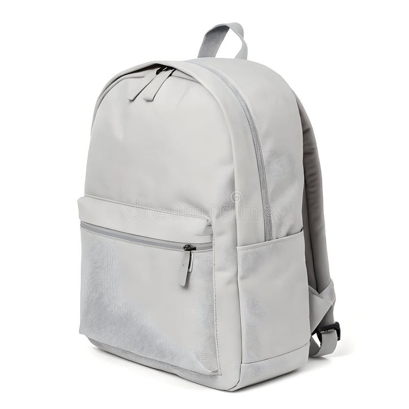 Grey Backpack Isolated on White Background Stock Illustration ...