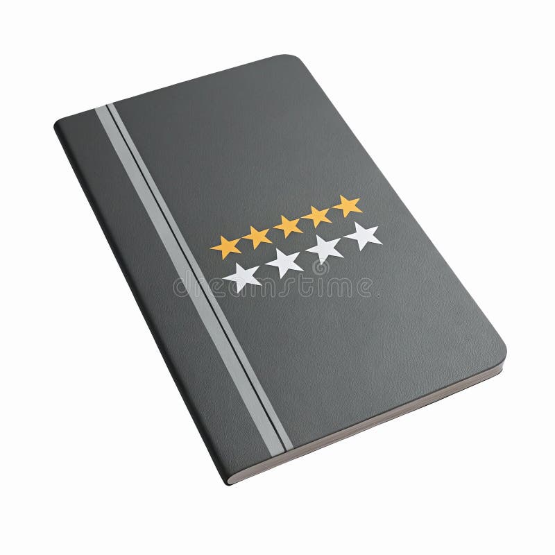 Stylish Grey Notebook with Star Ratings Design on Transparent ...