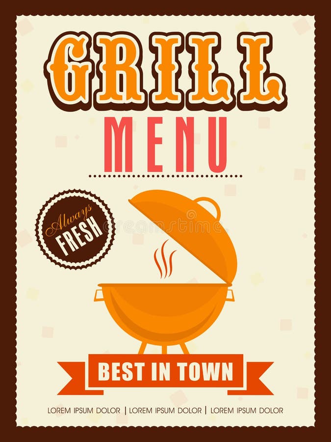 Stylish Grill Menu Card, Template or Flyer Design. Stock Illustration ...