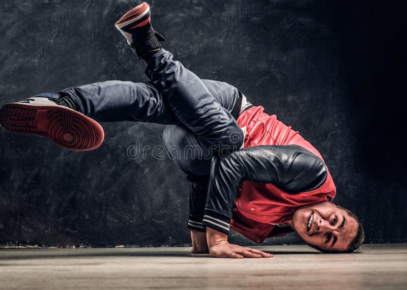 Stylish Guy Performs Breakdance Acrobatic Elements. Stock Photo - Image ...