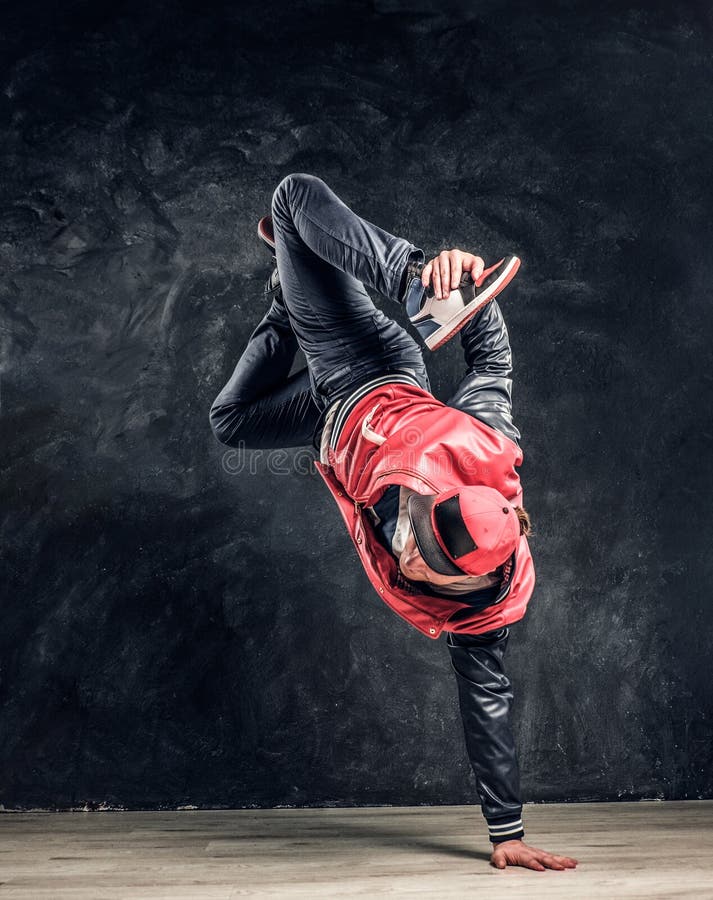 Stylish Guy Performs Breakdance Acrobatic Elements. Stock Image - Image ...