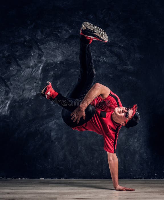 Stylish Guy Performs Breakdance Acrobatic Elements. Stock Photo - Image ...