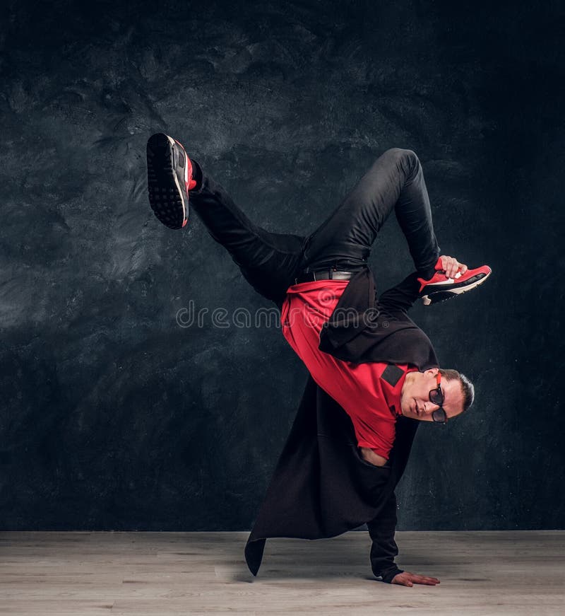 Stylish Guy Performs Breakdance Acrobatic Elements. Stock Photo - Image ...