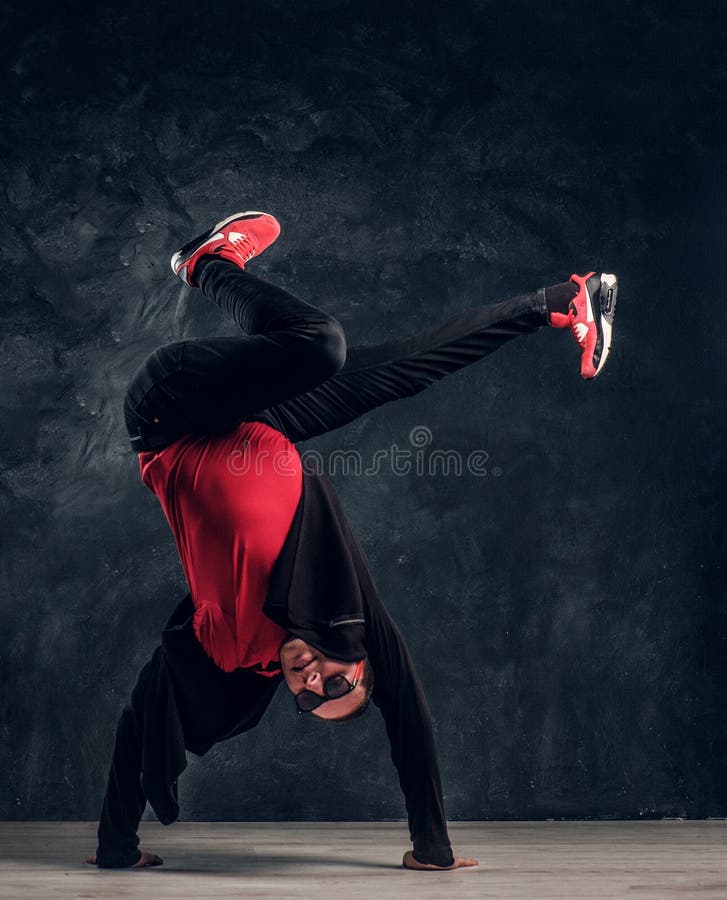 Stylish Guy Performs Breakdance Acrobatic Elements. Stock Photo - Image ...
