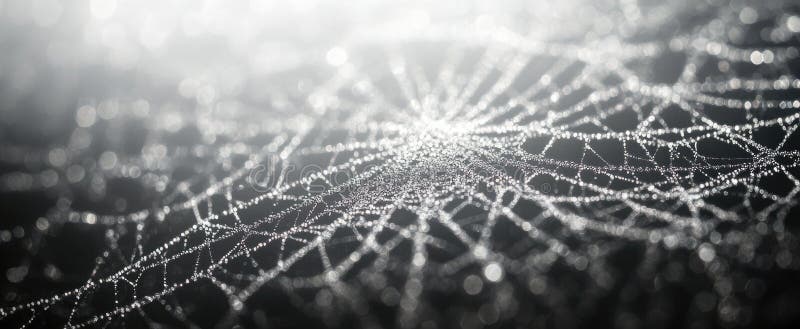 Stylish Halloween Banner with Glistening Silver Cobweb on Dark Gradient ...