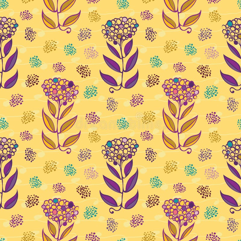 Stylish Hand Drawn Abstract Flowers with Paint Daubs and Subtle Doodle ...