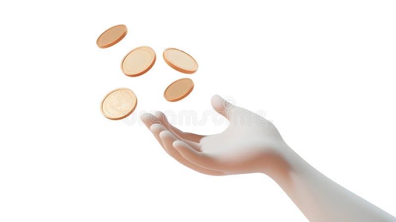 Stylish Hand Releasing Gold Coins Stock Illustration - Illustration of ...