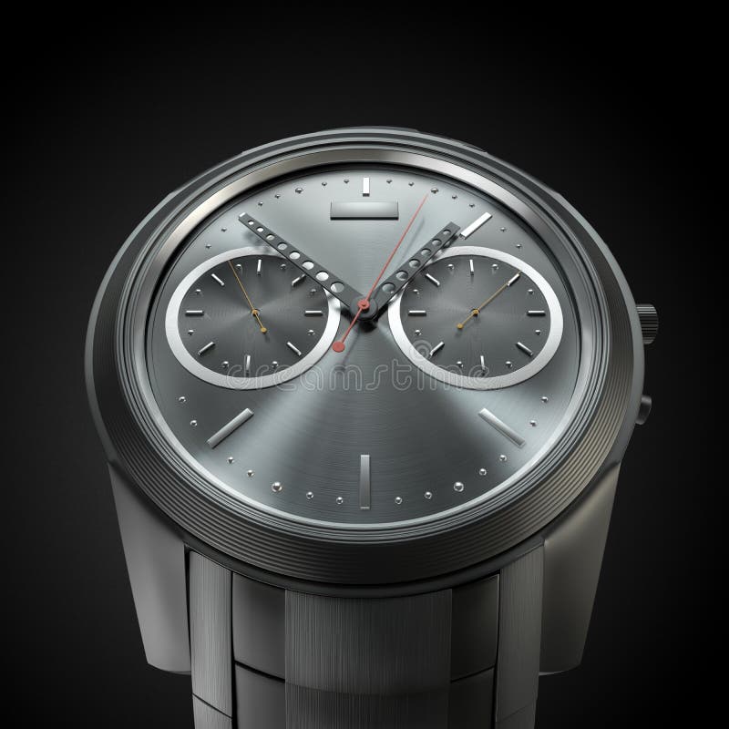 Stylish Hand Watch. Chrome on a Black Background Stock Photo - Image of ...