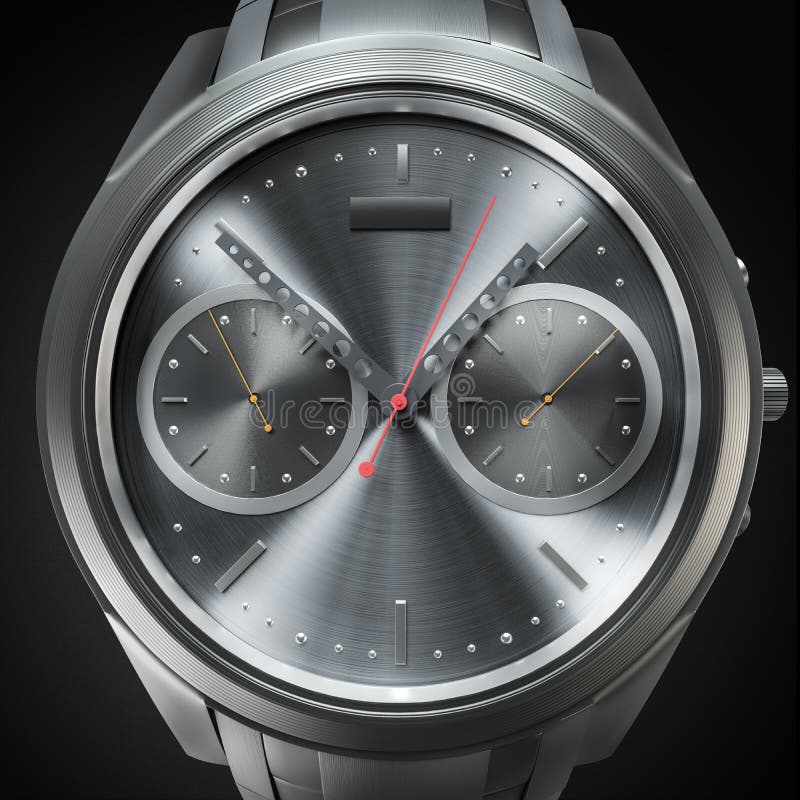 Stylish Hand Watch. Chrome on a Black Background Stock Image - Image of ...