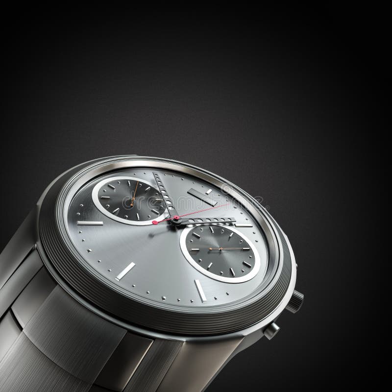 Stylish Hand Watch. Chrome on a Black Background Stock Photo - Image of ...